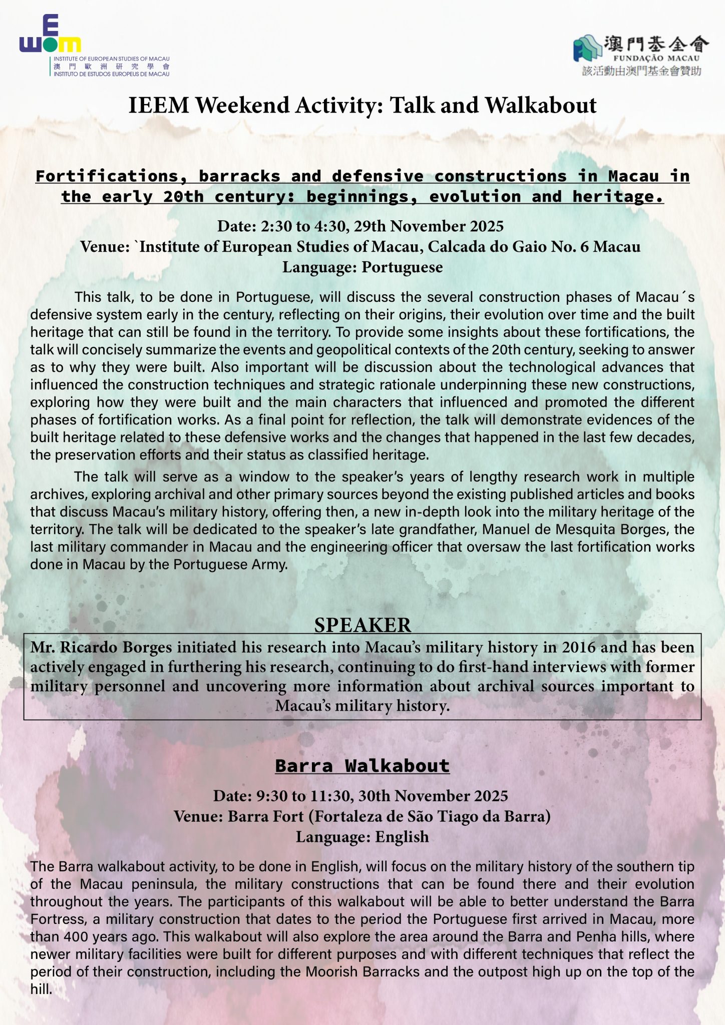 IEEM Weekend Activity 2025 Talk and Walkabout - IEEM